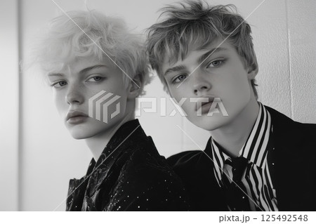 Portrait of two young models with striking...のイラスト素材 [125492548] - PIXTA
