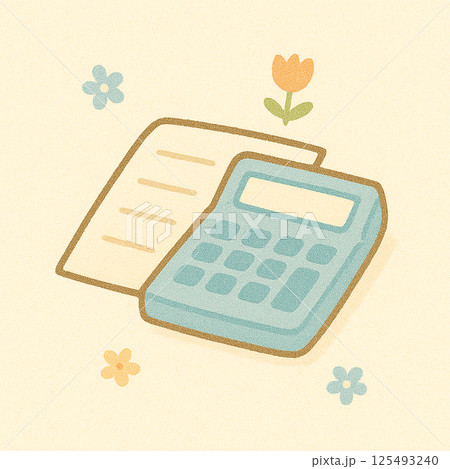 電卓、書類のイラスト素材 [125493240] - PIXTA