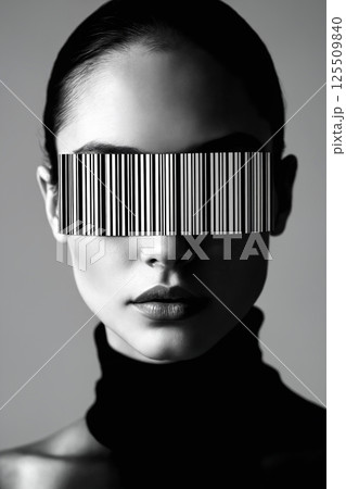 beautiful young woman with a barcode on the...のイラスト素材 [125509840] - PIXTA