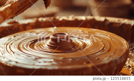 A muddled image of moist clay being centered on...のイラスト素材 [125518655 ...