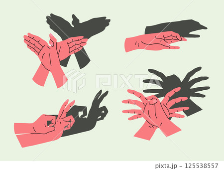 Cartoon Color Different Hand Shadow Puppets...のイラスト素材 [125538557] - PIXTA
