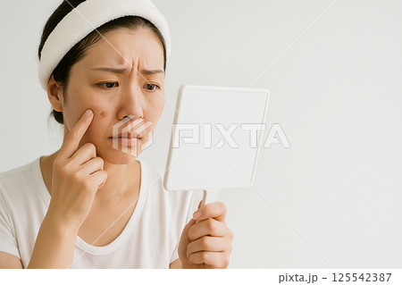 肌トラブルに悩む30代女性のイラスト素材 [125542387] - PIXTA