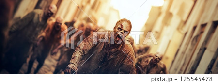 Aggressive decaying zombies with blood and...のイラスト素材 [125545478] - PIXTA