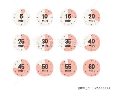 手描きでかわいい5分毎のタイマーのイラストセットのイラスト素材 [125546553] - PIXTA