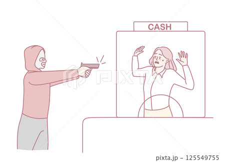 A Dramatic Cash Robbery Scene Captured...のイラスト素材 [125549755] - PIXTA