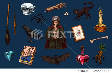 Big collection of wizardry elements for magic...のイラスト素材 [125556597] - PIXTA