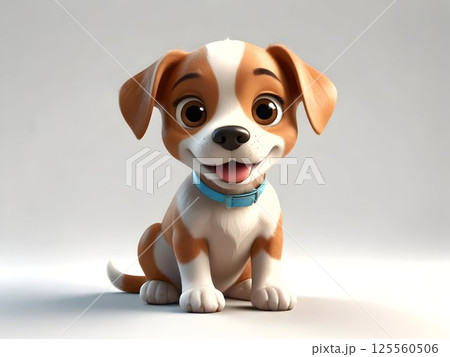 Cheerful cartoon puppy with brown-white fur...のイラスト素材 [125560506] - PIXTA