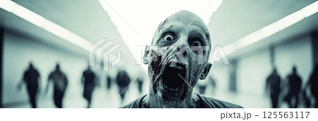 Groups of zombies running in a futuristic...のイラスト素材 [125563117] - PIXTA
