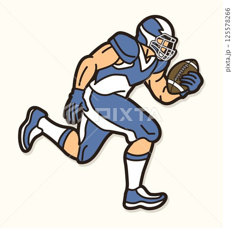 American Football Player Running Cartoon Sport...のイラスト素材 [125578266 ...
