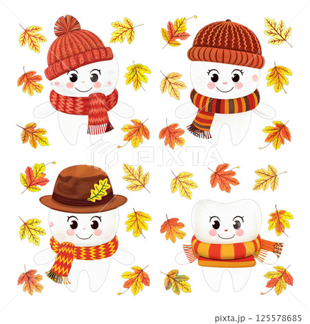 Happy autumn baby teethのイラスト素材 [125578685] - PIXTA