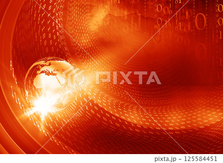 Earth globe with digital binary codes graphical...のイラスト素材 [125584451 ...