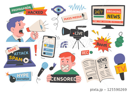 Breaking news set in flat graphic design....のイラスト素材 [125590269] - PIXTA