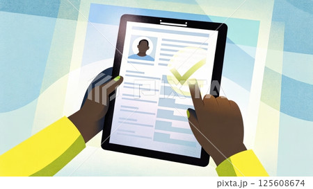Digital form submission on a tablet deviceのイラスト素材 [125608674] - PIXTA