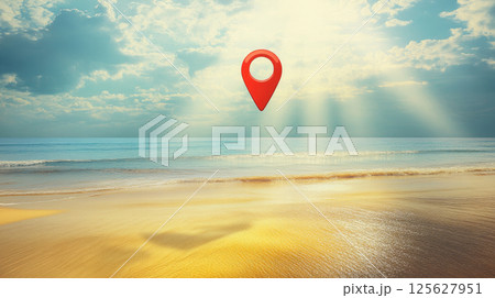 A red location pin icon floating above empty...のイラスト素材 [125627951] - PIXTA