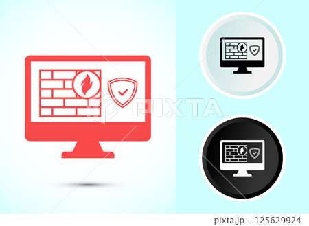 Firewall icon design illustration. Brick wall...のイラスト素材 [125629924] - PIXTA