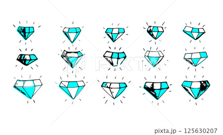 Set of cartoon crystals on white background,...のイラスト素材 [125630207] - PIXTA