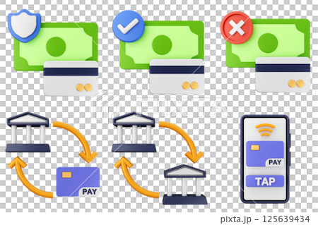 3d money payment transaction icon set bundleのイラスト素材 [125639434] - PIXTA