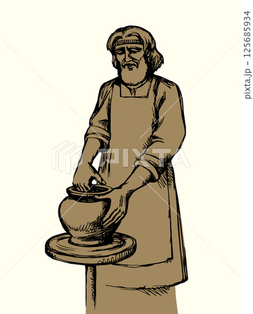Vector drawing. Potterer make a potterのイラスト素材 [125685934] - PIXTA