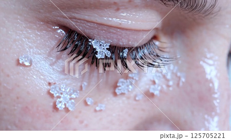 Snowflakes rest delicately on long eyelashes...のイラスト素材 [125705221] - PIXTA