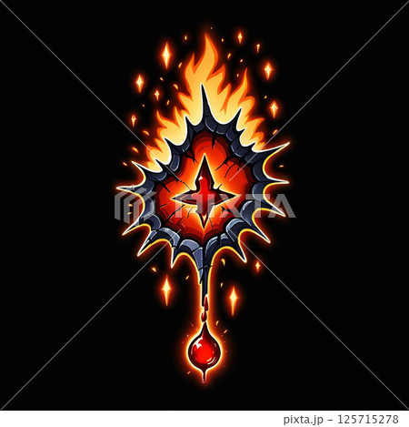 Fiery spider web emblem with a star in the...のイラスト素材 [125715278] - PIXTA