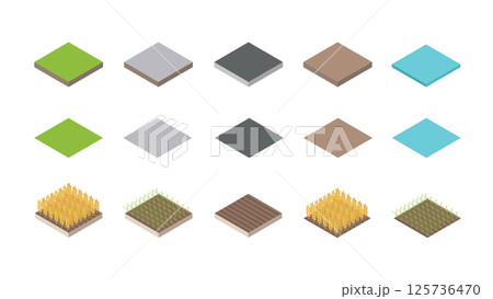 Set of isometric landscape design tiles with...のイラスト素材 [125736470] - PIXTA