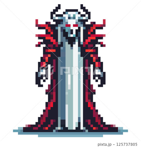 A pixelated character with a skull-like face...のイラスト素材 [125737805] - PIXTA