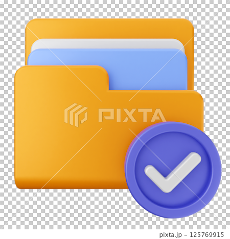 3d verification check mark approve folderのイラスト素材 [125769915] - PIXTA