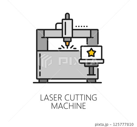 Laser cutting line icon of laser cutting...のイラスト素材 [125777810] - PIXTA