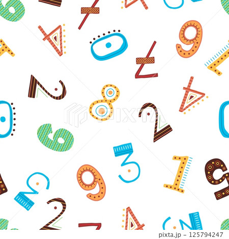 Hand drawn ethnic numbers seamless pattern....のイラスト素材 [125794247] - PIXTA