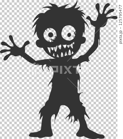 Cartoon zombie with tattered clothes, wide...のイラスト素材 [125795477] - PIXTA