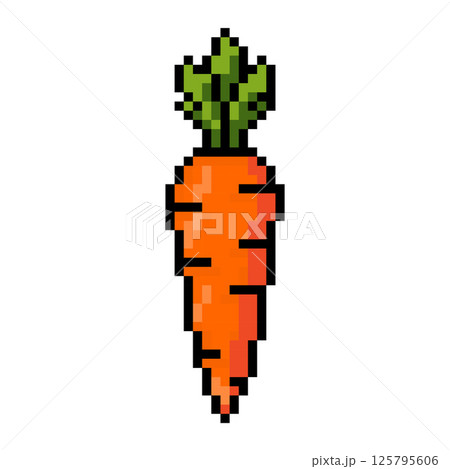 Pixel Art Carrot Retro 8 Bit Styleのイラスト素材 [125795606] - PIXTA