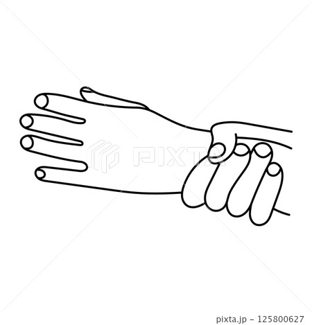 One Hand Grabbing Another by the Wrist Outline...のイラスト素材 [125800627 ...