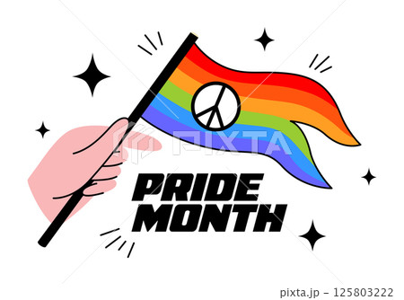 Hand holding rainbow flag of Pride LGBT in...のイラスト素材 [125803222] - PIXTA