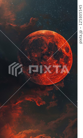 Red moon nature dramatic sky effect beautiful...のイラスト素材 [125805545] - PIXTA
