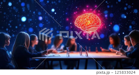 Group of Children Engaged in Learning with a...のイラスト素材 [125833024] - PIXTA