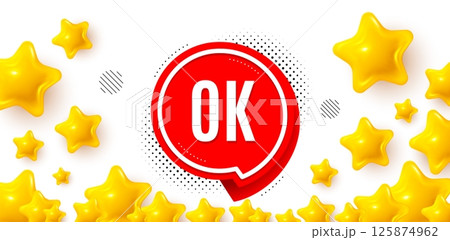 OK sticker winner banner with 3d stars. Golden...のイラスト素材 [125874962 ...