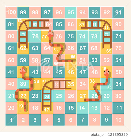 Ladder snakes game,Funny frame for...のイラスト素材 [125895839] - PIXTA