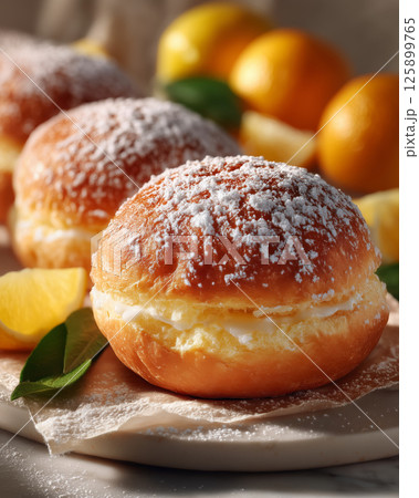 Deliciously fluffy cream-filled pastries set...のイラスト素材 [125899765] - PIXTA