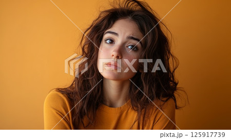 Young Uruguayan woman showing a confused...のイラスト素材 [125917739] - PIXTA