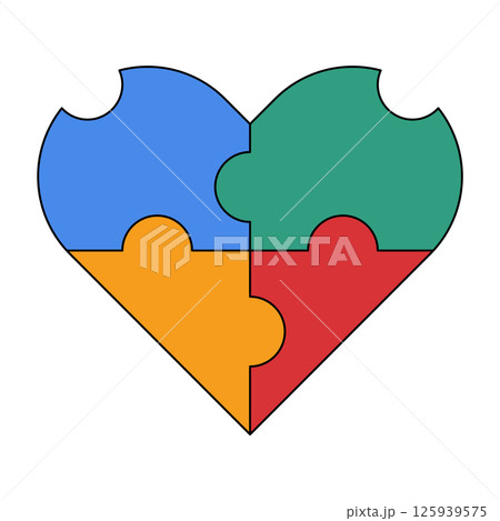 Colorful Heart Puzzle Vector Illustration. This...のイラスト素材 [125939575 ...
