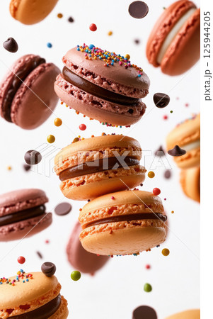 Stack brightly macarons rising, floating air....のイラスト素材 [125944205] - PIXTA