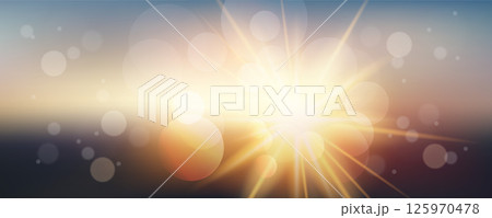 Golden bokeh on dark background. Sunset and...のイラスト素材 [125970478] - PIXTA