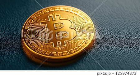Golden bitcoin coin on dark blue background のイラスト素材 [125974872] - PIXTA