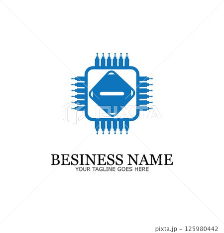 CPU processor line vector icon for websites and...のイラスト素材 [125980442 ...