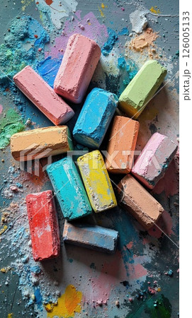 Vibrant chalk pastels on textured artistic...のイラスト素材 [126005133] - PIXTA
