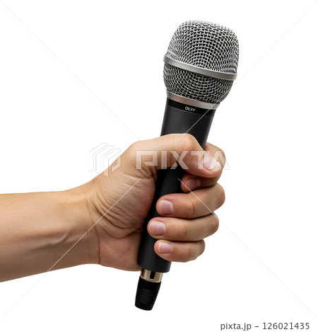 Hand holding classic microphone mockup,...のイラスト素材 [126021435] - PIXTA