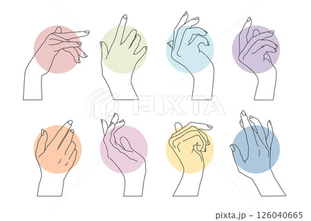 Set of outline female hands with graceful...のイラスト素材 [126040665] - PIXTA