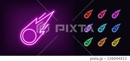 Outline neon meteorite icon. Glowing neon...のイラスト素材 [126044813] - PIXTA
