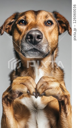 Cute dog forming heart shape with pawsのイラスト素材 [126060036] - PIXTA