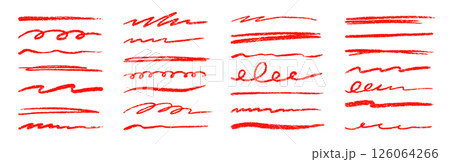 Red line underline crayon pencil brush stroke...のイラスト素材 [126064266] - PIXTA